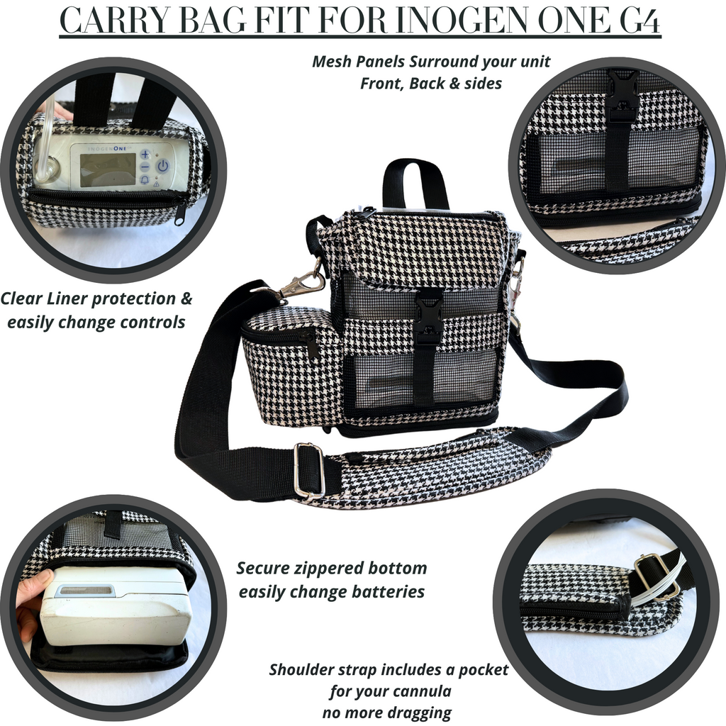 Inogen One G4 Carry bag by o2totes, Crossbody & Purse in Black & white