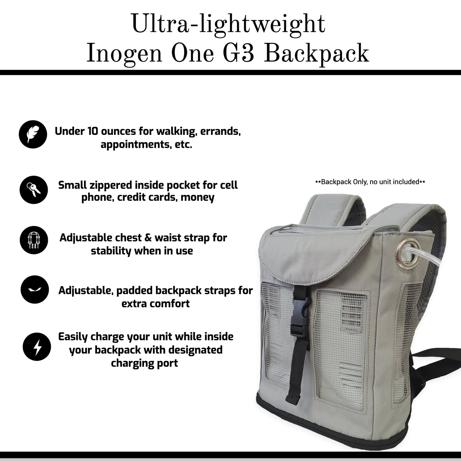 Inogen One G3 Ultra Lightweight Backpack - Gray